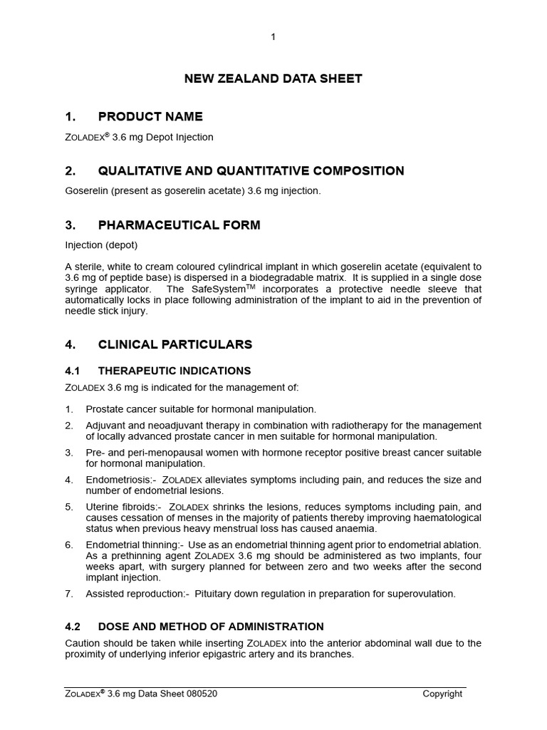 Zoladex 3 Implant | PDF | Injection (Medicine) | Syringe