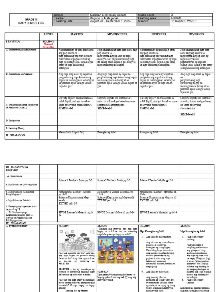 Agham-Dll-Week 1 | PDF