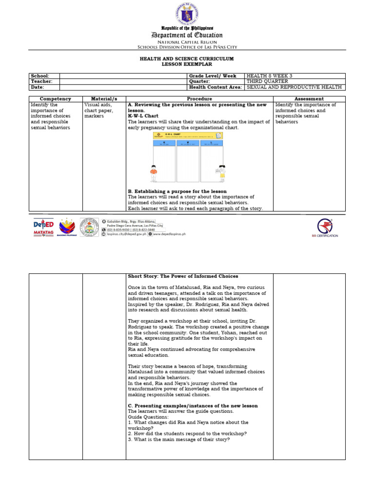 Health 8 WK 3 Final Version | PDF | Learning | Human Communication