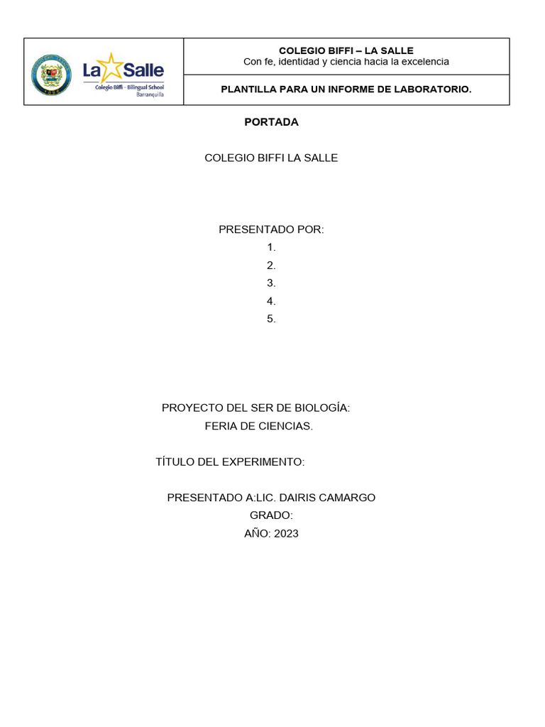 Plantilla Informe de Laboratorio | PDF | Experimentar | Adn