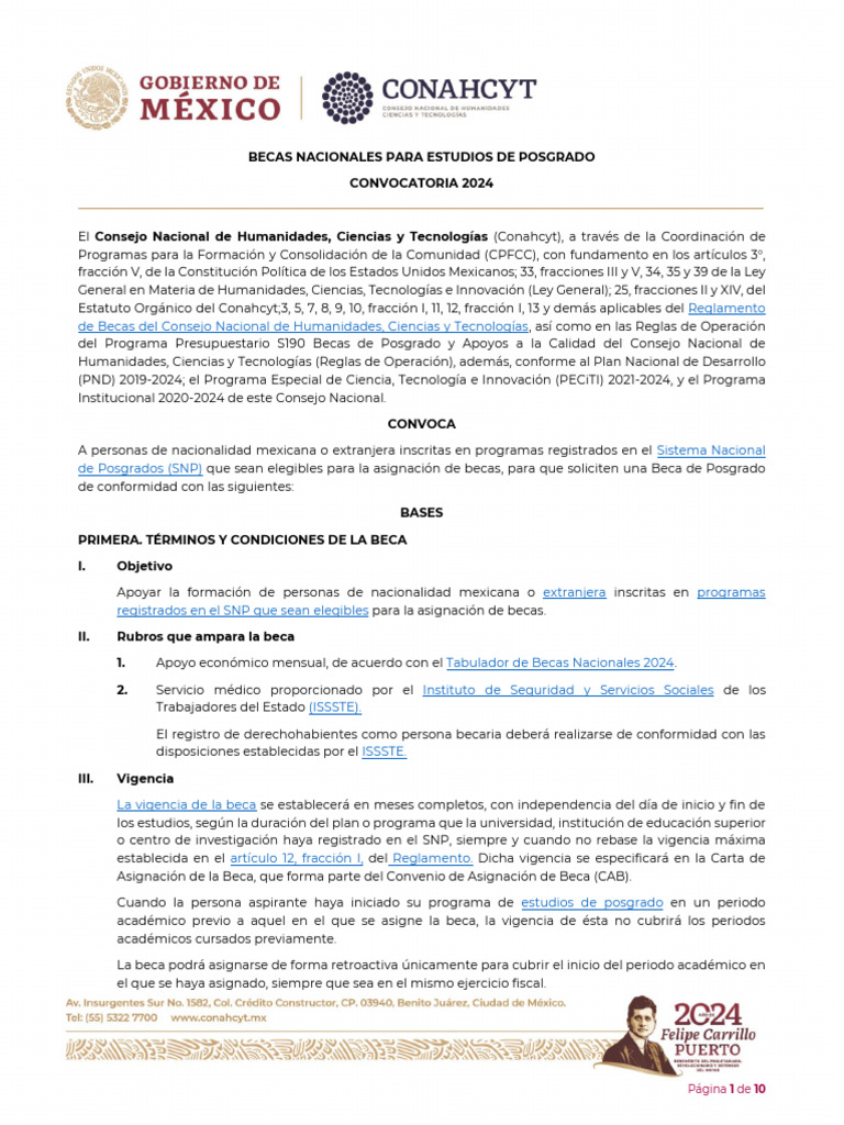 Becas Nacionales para Estudios de Posgrado 2024 | PDF | Información | Seguridad de información