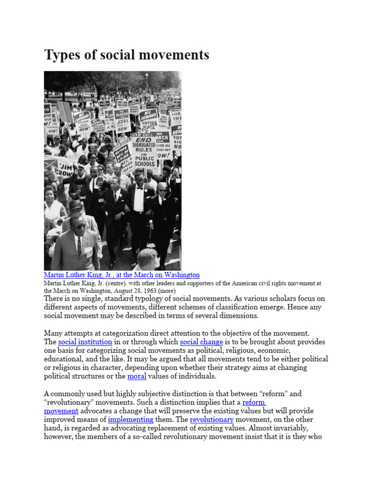 Types of Social Movements | PDF | Social Movements | Conservatism
