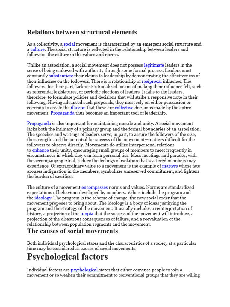 Relations Between Structural Elements of Social Movements | PDF ...