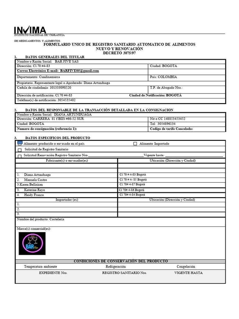Formalrio Evima | PDF | Alimentos | Comida y bebida