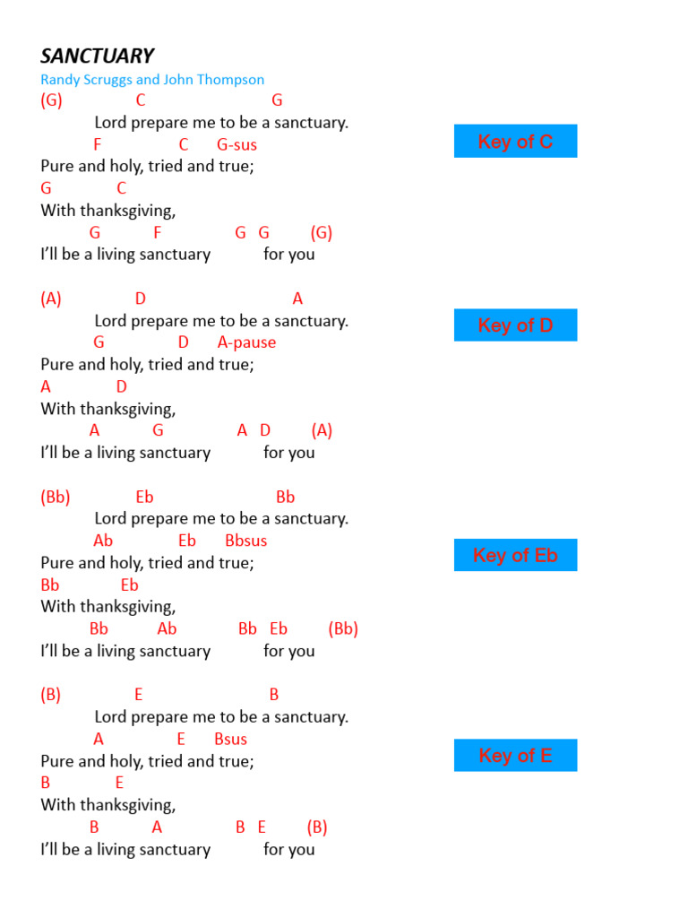 Sanctuary Chords and Lyrics Guide | PDF