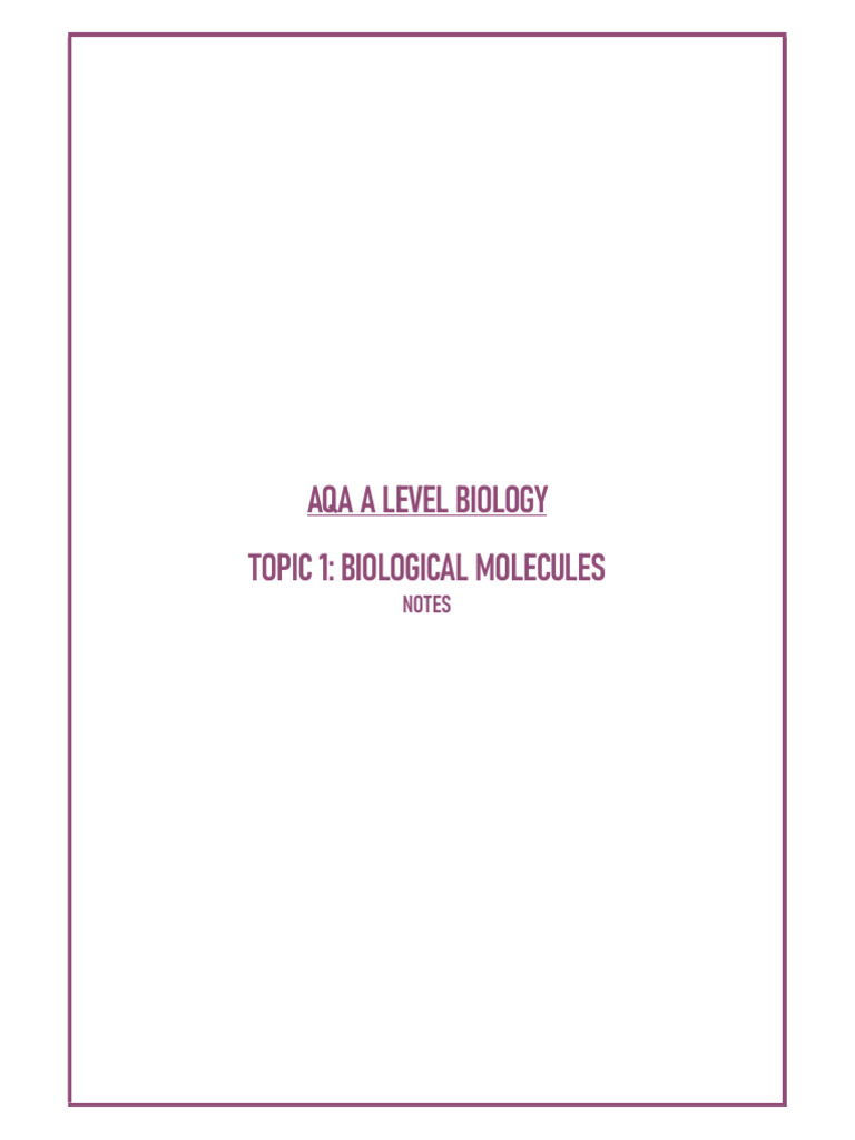 AQA A Level Biology: Biological Molecules | PDF | Active Site | Dna