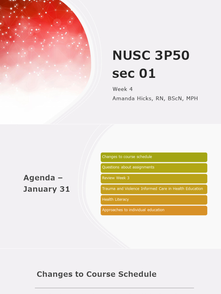 NUSC 3P50 Sec 01 Week 4 | PDF | Learning | Psychological Trauma
