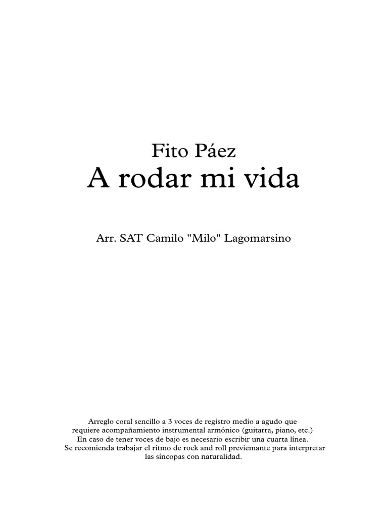 A Rodar Mi Vida Partitura Completa - 220820 - 081921 | PDF | Musica ...