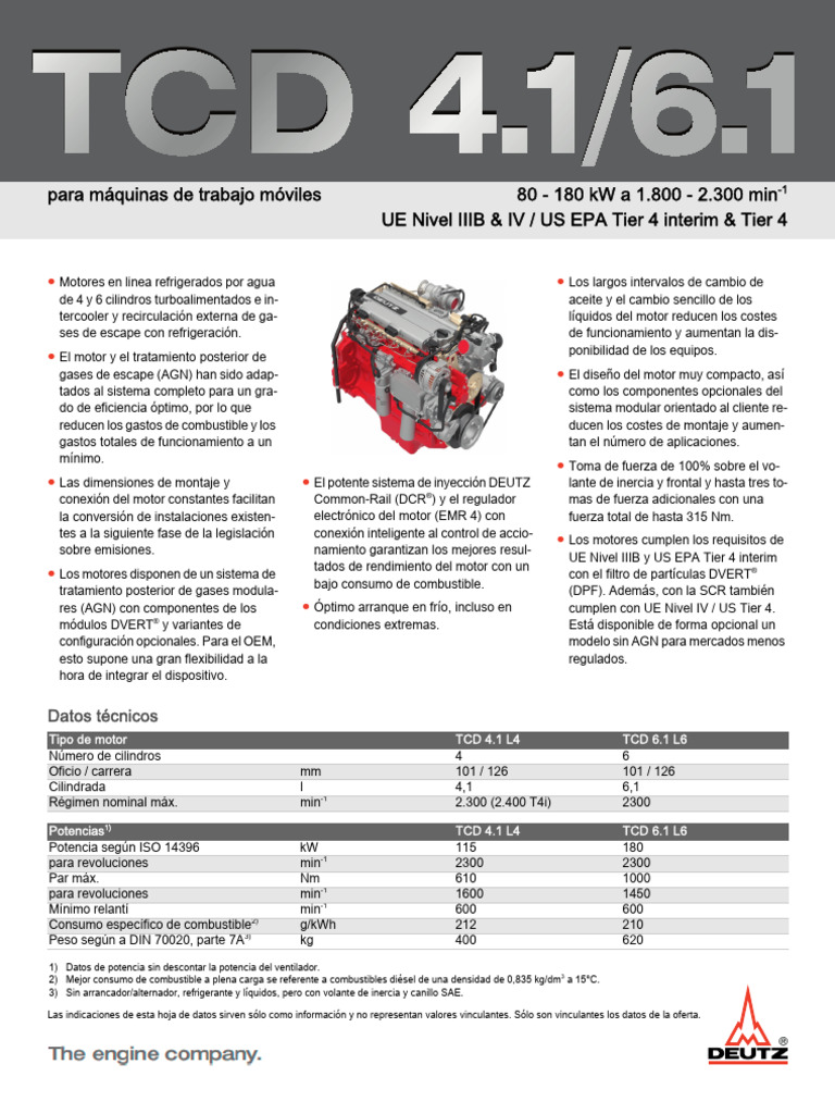 Marketing Brochure TCD 4.1 L4 - TCD 6.1 L6 PN 0031 2325es | PDF