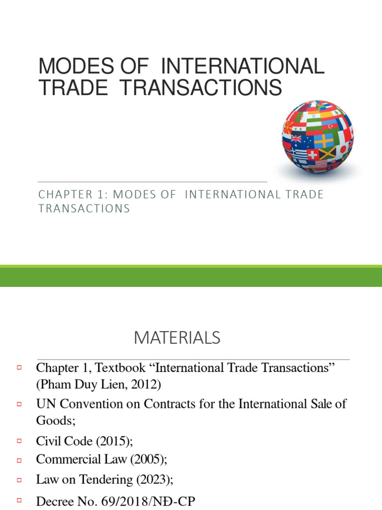 Chapter 1 - Modes of International Trade Transactions | PDF | Auction ...