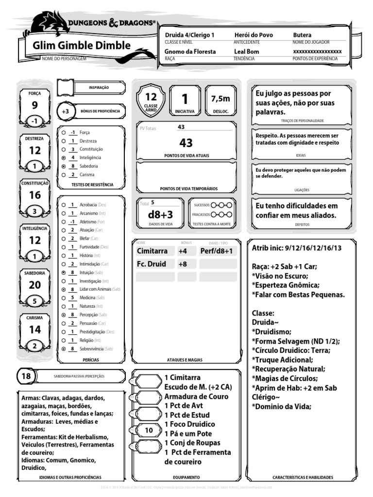 Ficha Glim Gimble Dimble | PDF
