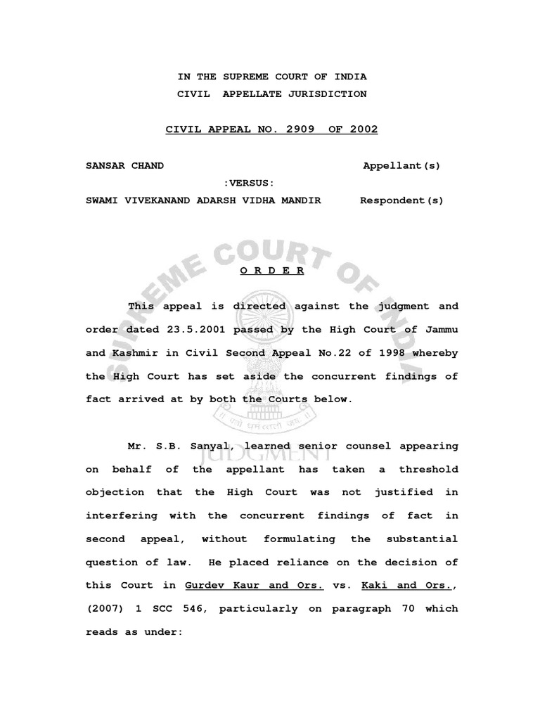 Civil Appeal No. 2909 of 2002 | PDF | High Court Of Australia ...