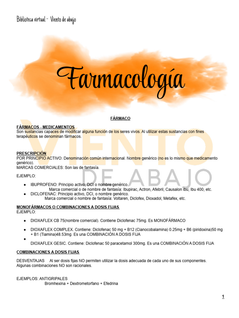 Farmaco | PDF | Medicamentos con receta | Farmacocinética