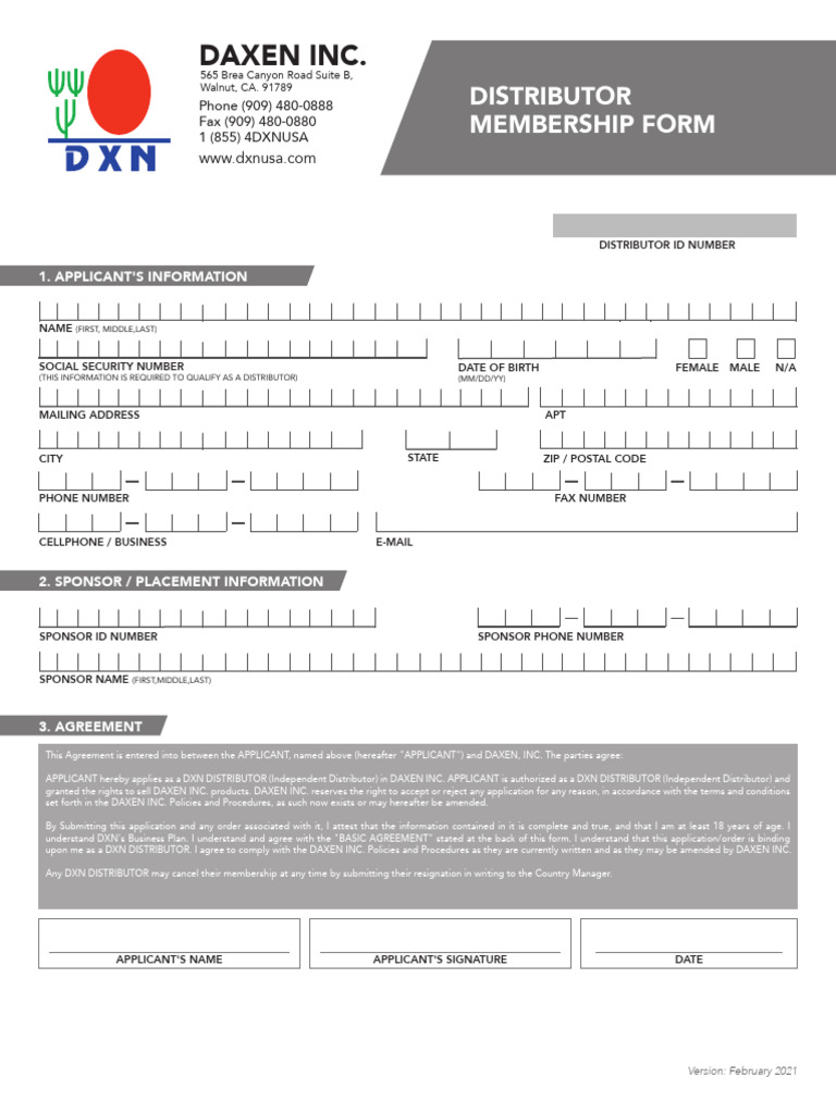 DXN Distributor Application Form | PDF | Arbitration | Legal Remedy