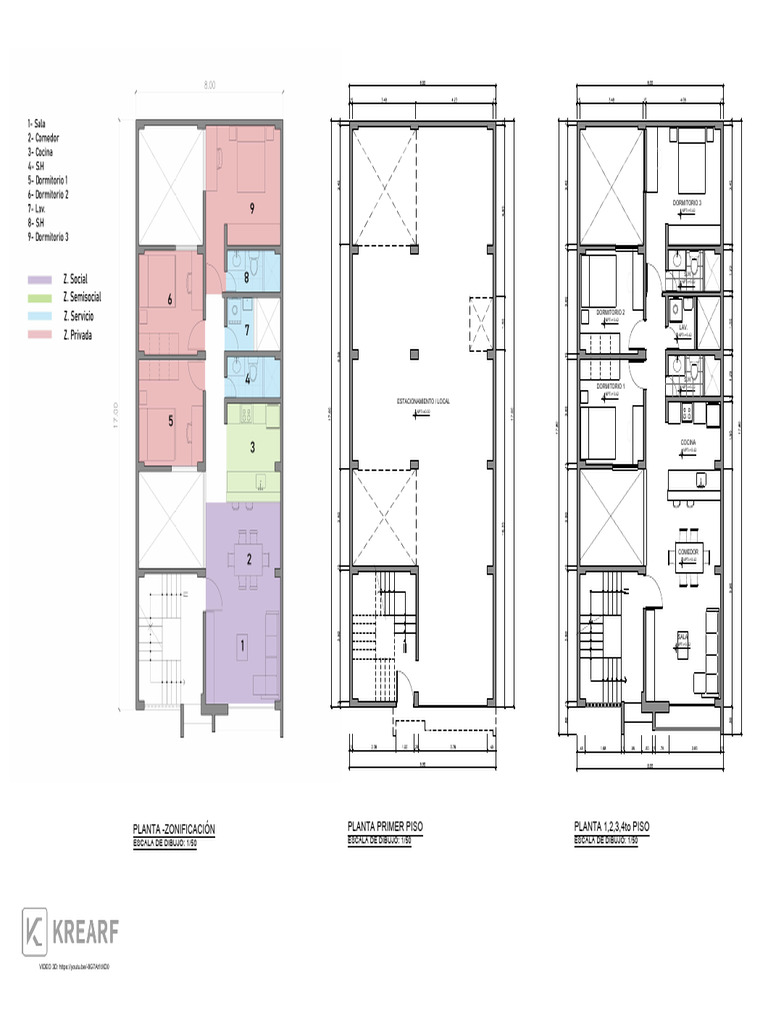 Multifamiliar 8X17 Distribucion | PDF