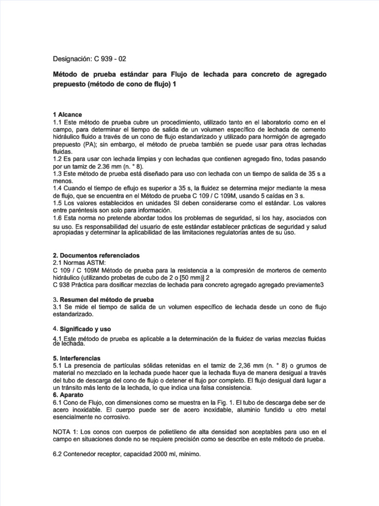 Viscosidad ASTM-C939 | PDF | Hormigón | Materiales de construcción