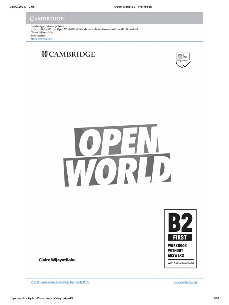 Open World B2 - Workbook | PDF