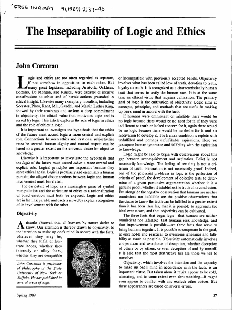 INSEPARABILITY OF LOGIC AND ETHICS-2nd | Download Free PDF ...