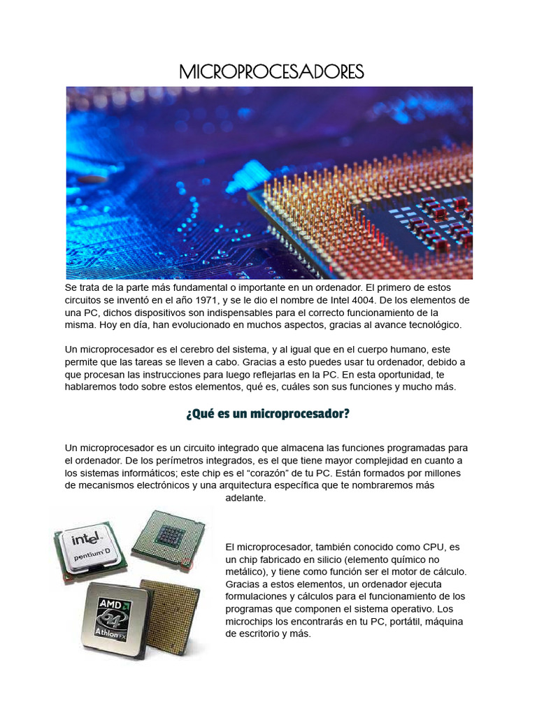 MICROPROCESADORES | PDF | Microprocesador | Intel