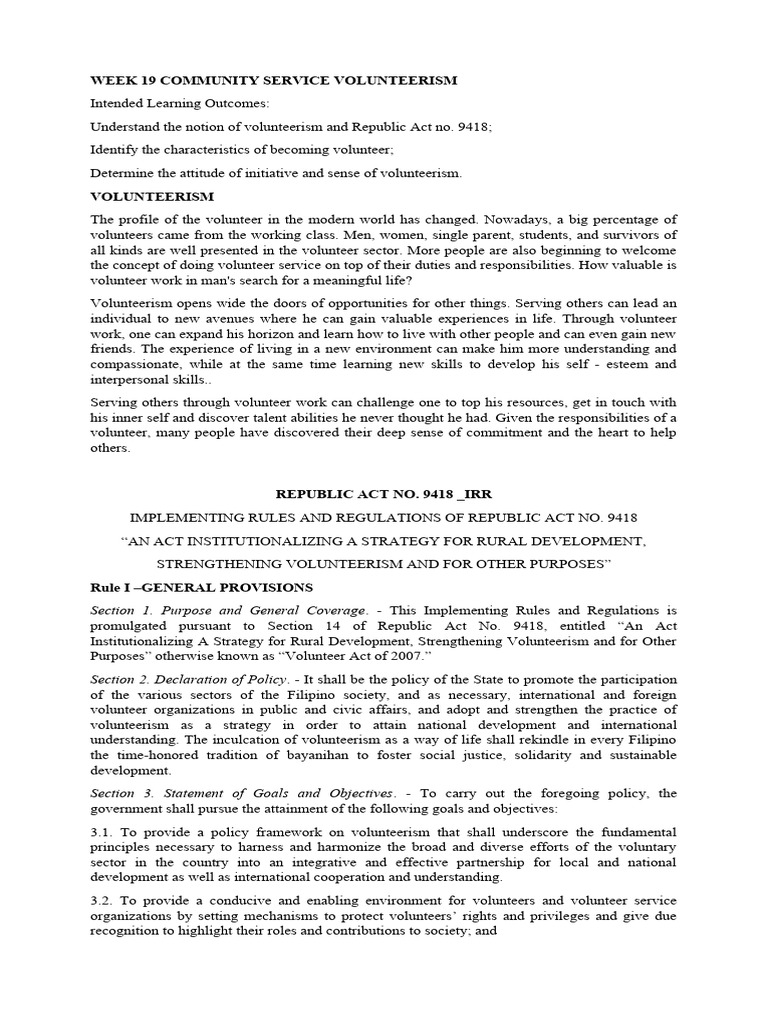 Understanding Volunteerism and Its Impact | PDF | Volunteering | Policy