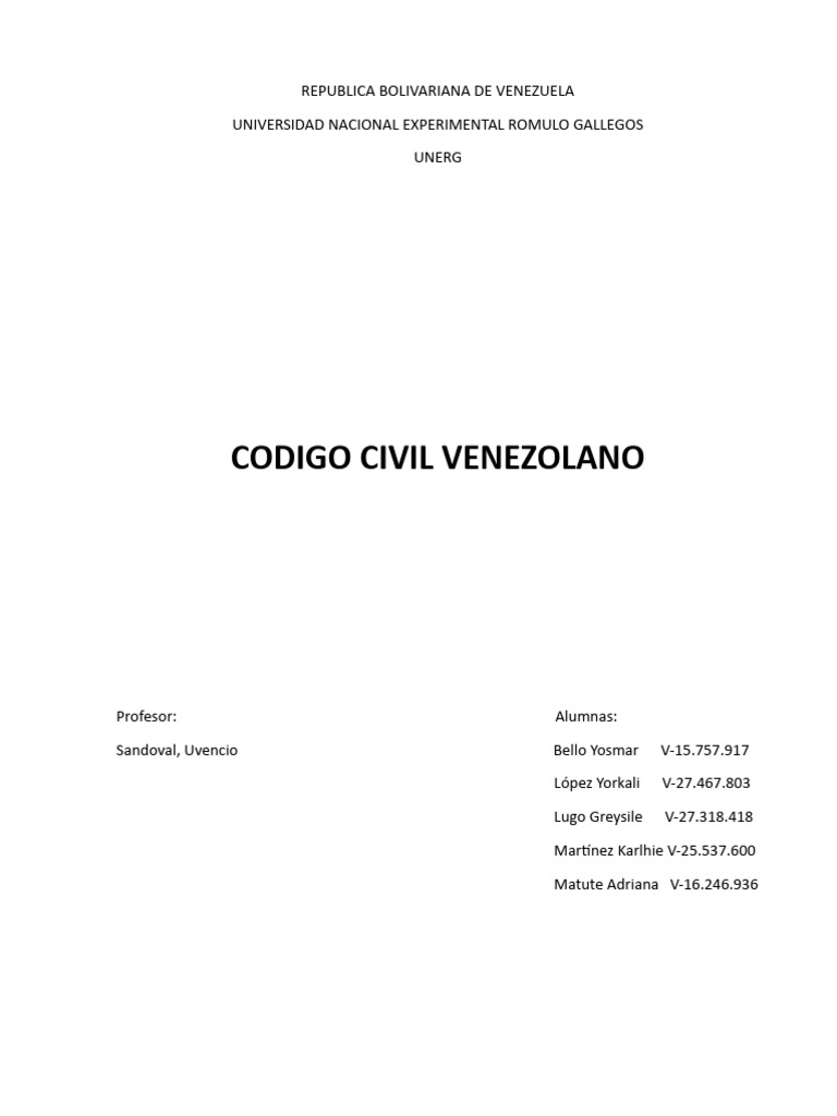 Evolución del Código Civil Venezolano | PDF | Matrimonio | Derecho penal