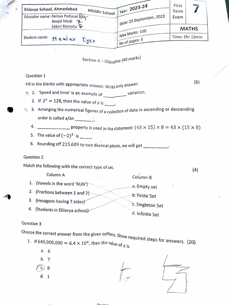 7th Mid Term | Download Free PDF | Mathematics