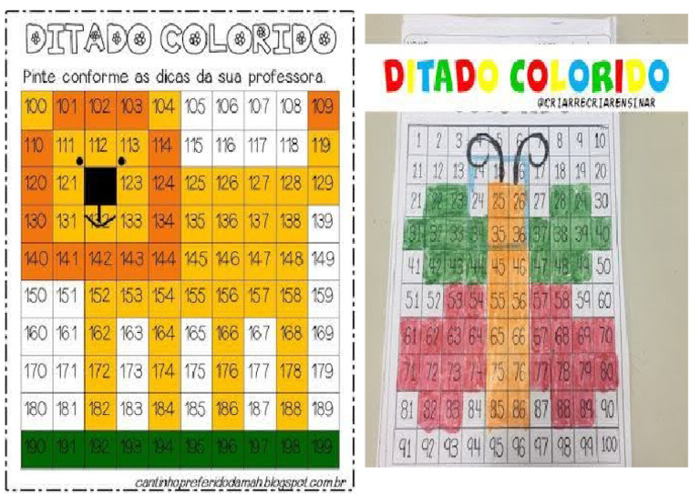 Gabarito Do Ditado Colorido de 1 A 200 | PDF