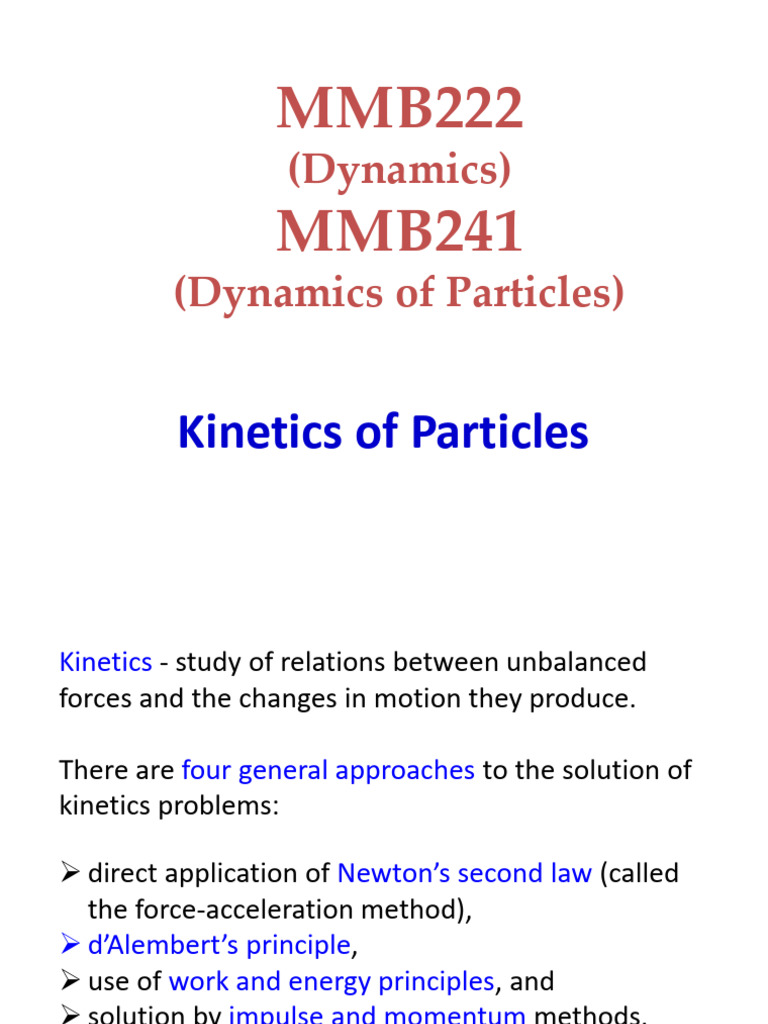 Kinetics of Particles - 1 | PDF | Force | Friction
