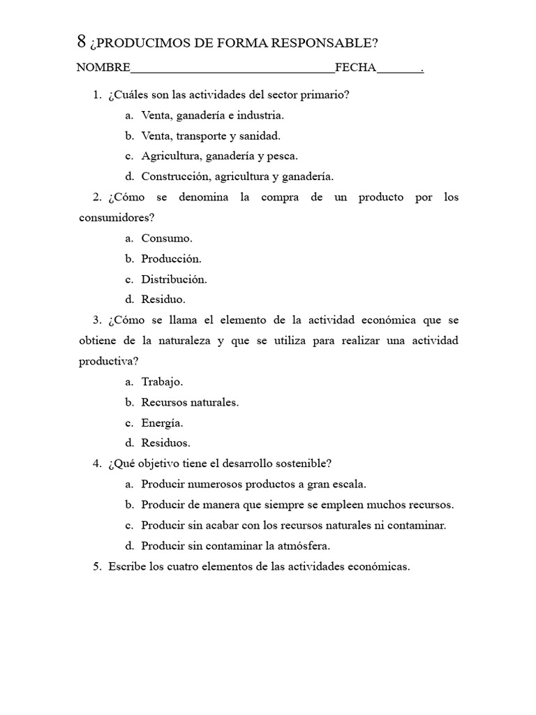 Examen Conocimiento Del Medio Tema 8 | PDF | Residuos | Agricultura