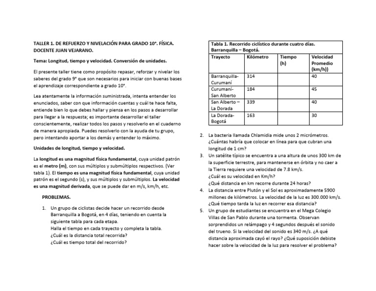 Taller 1-Fisica-Grado-10 | PDF | Relámpago | Ciencias fisicas