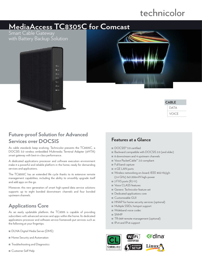 Datasheet Technicolor MediaAccessTC8305C | Download Free PDF | I Pv6 ...