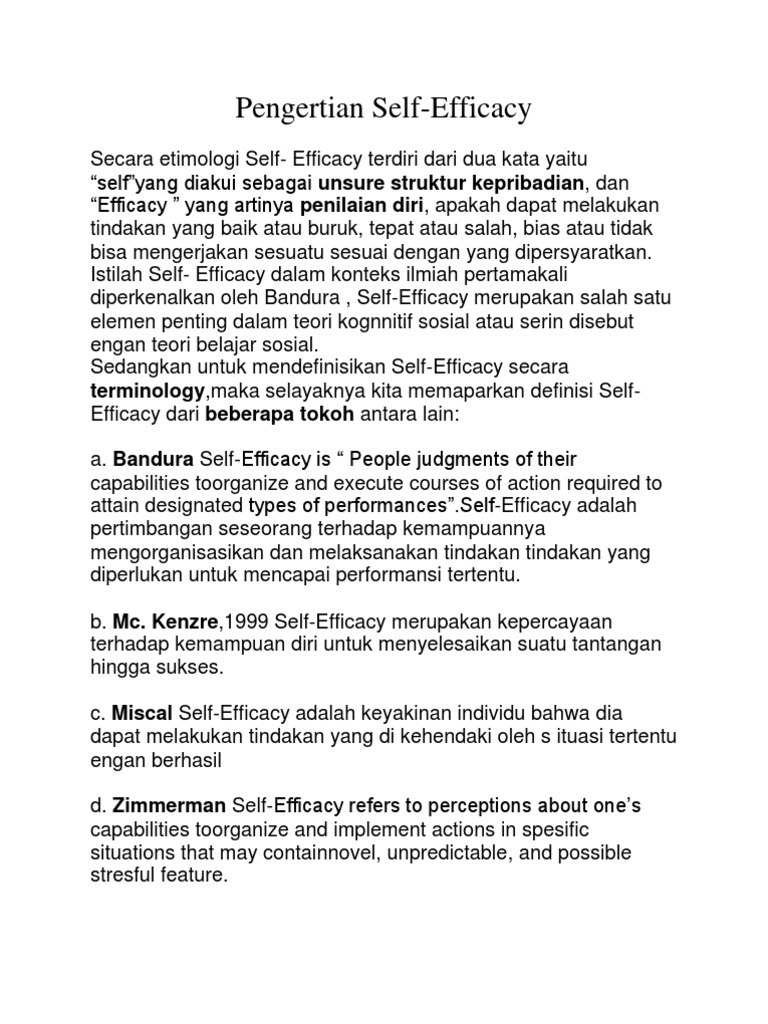 Understanding Self-Efficacy: Key Concepts and Definitions | PDF