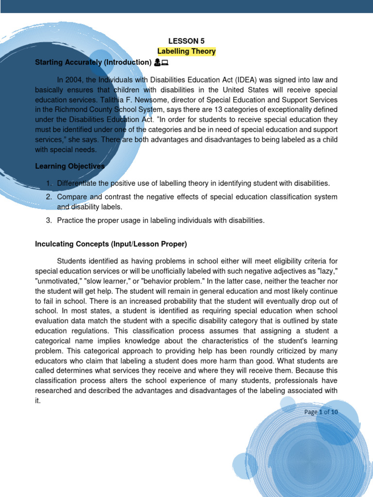 Pros and Cons of Labeling in Education | PDF | Disability | Special ...