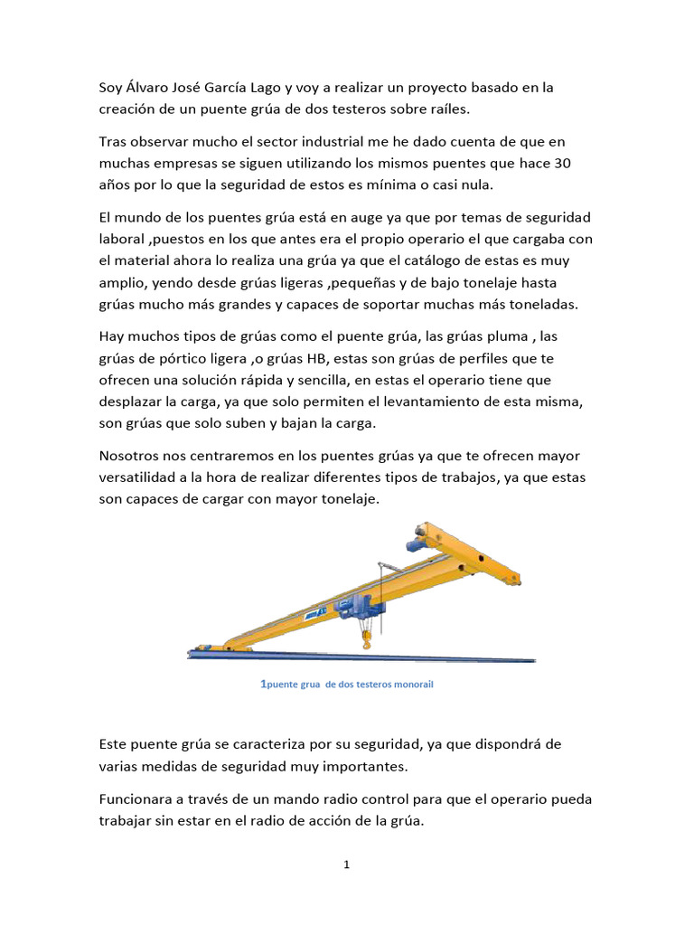 Puente Grua de Dos Testeros Monorail | PDF | Grúa (máquina) | Bienes ...