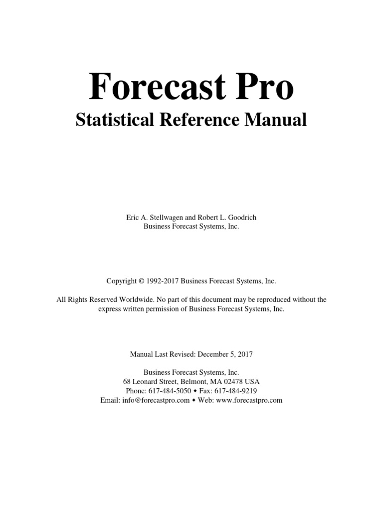 Forecast Pro Statistical Reference Manual | PDF | Forecasting | Poisson ...