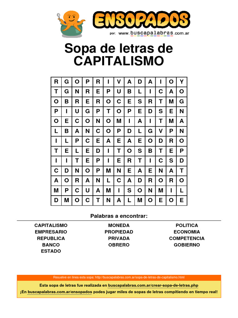Sopa de Letras de Capitalismo | PDF