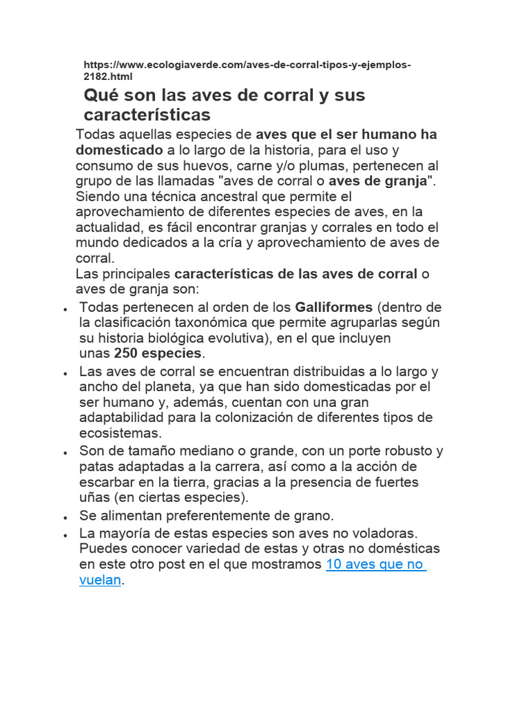 Aves de Corral | PDF | Pollo | Aves de corral