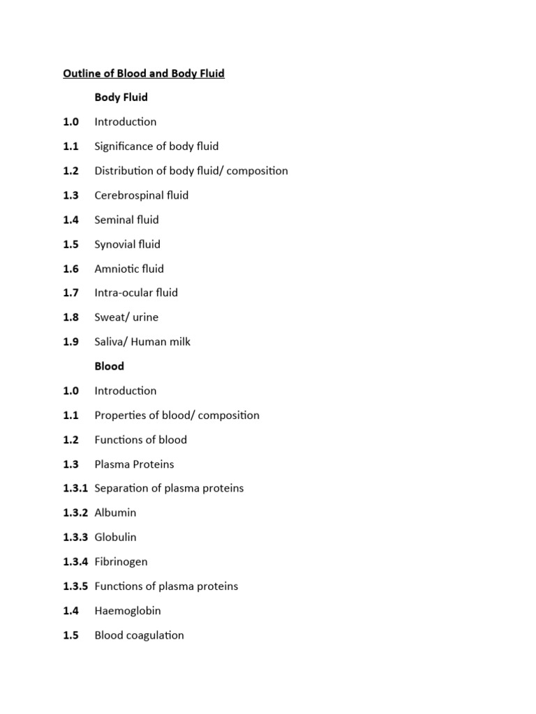 Blood and Body Fluid Lecture Note-2022-1 | PDF | Cerebrospinal Fluid ...
