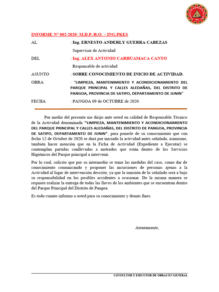 Infome Requisitos Previos - Docxpaul | PDF