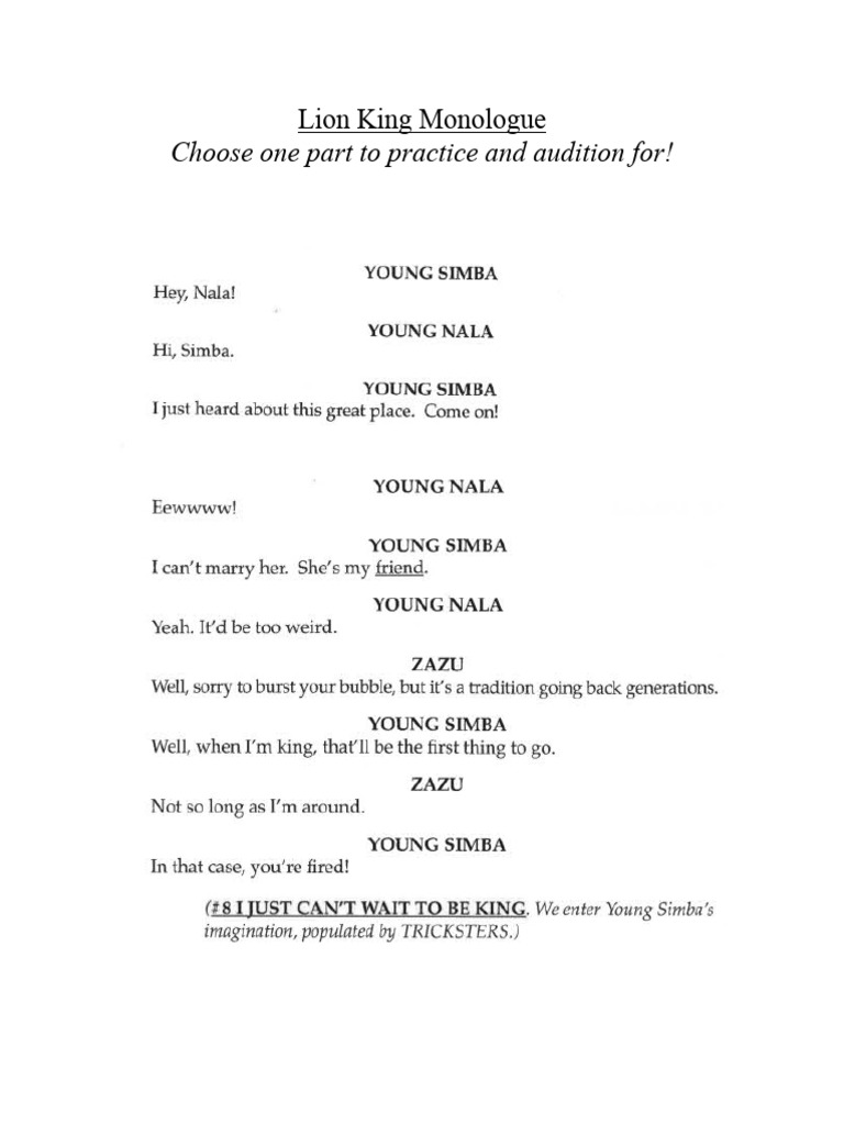 Lion King Monologue | PDF