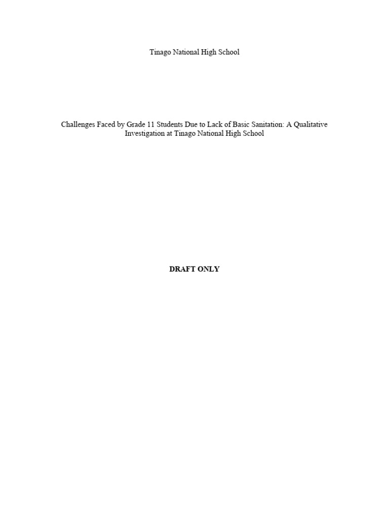 Sanitation Challenges for Grade 11 Students | PDF | Sanitation ...
