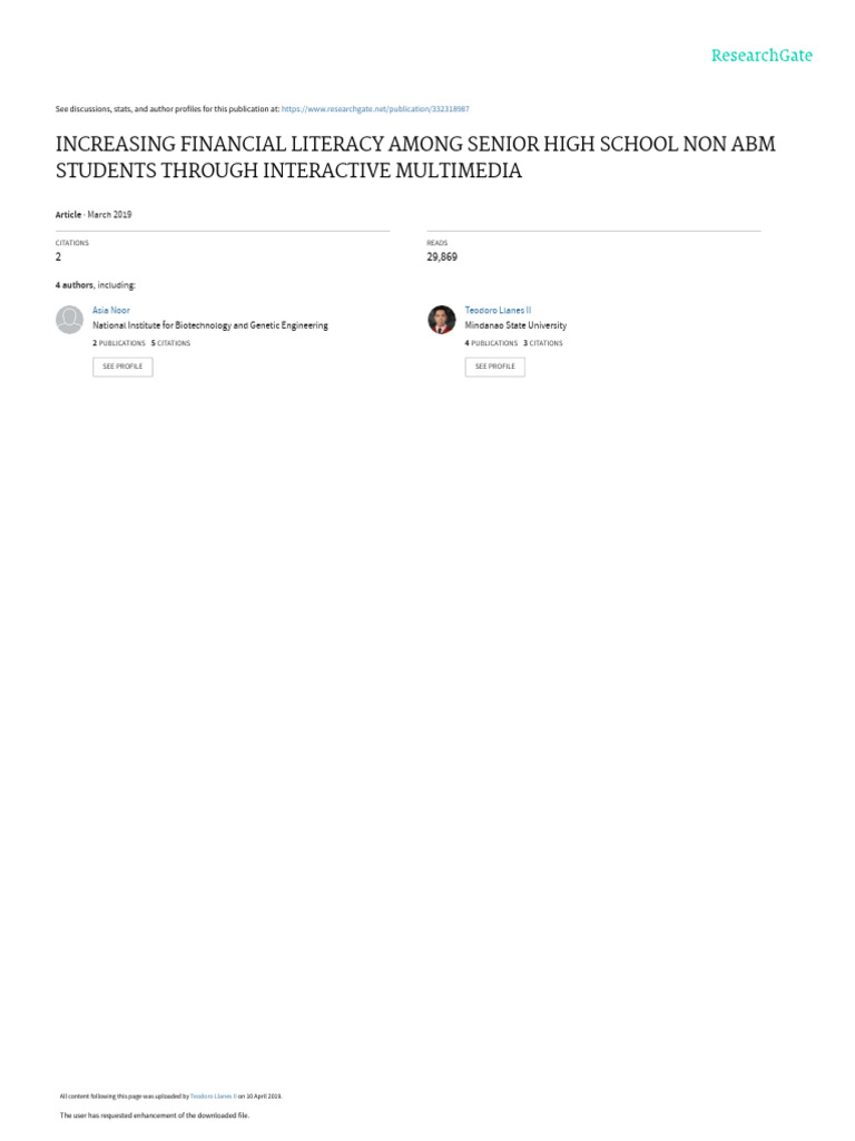 Increasing Financial Literacy Among Senior High School Non Abm Students ...