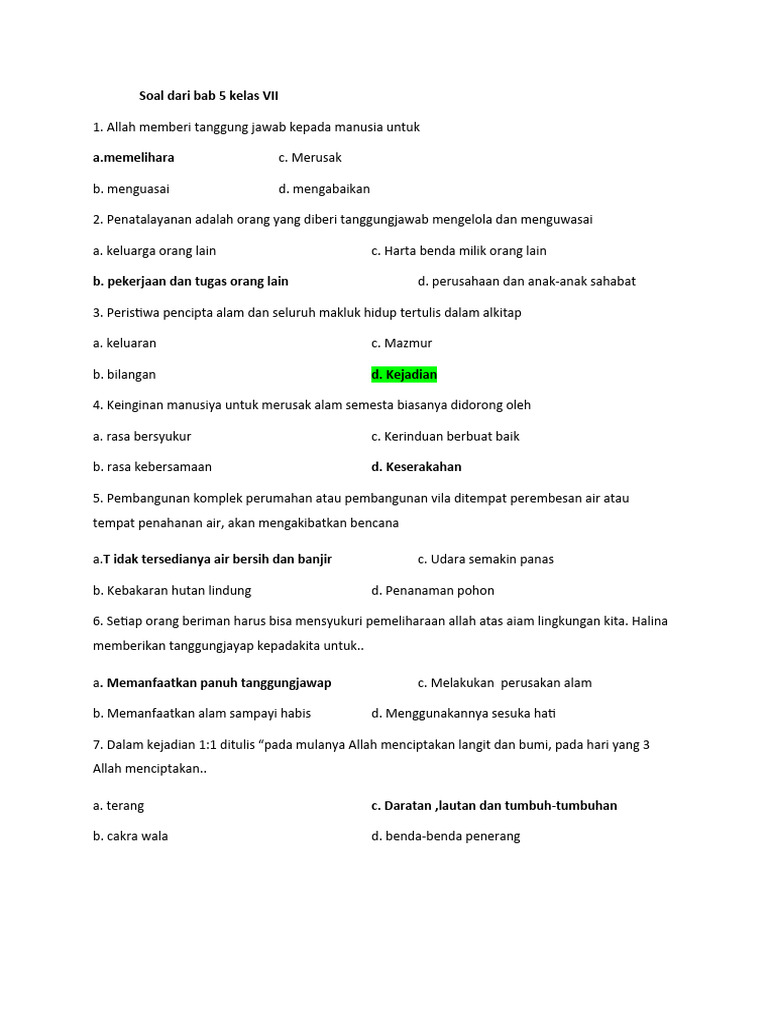 Soal Kls 7 Dari Bab V | PDF | Sains & Matematika | Teknologi & Rekayasa