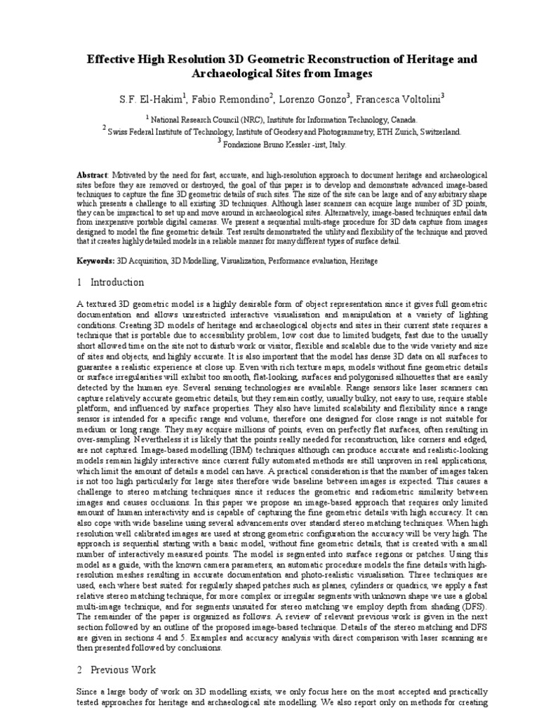 3D Geometric Reconstruction | PDF | Stereoscopy | 3 D Modeling