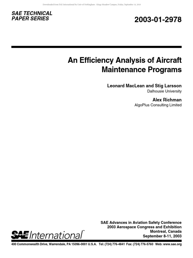 An Efficiency Analysis of Aircraft Maintenance Program | PDF
