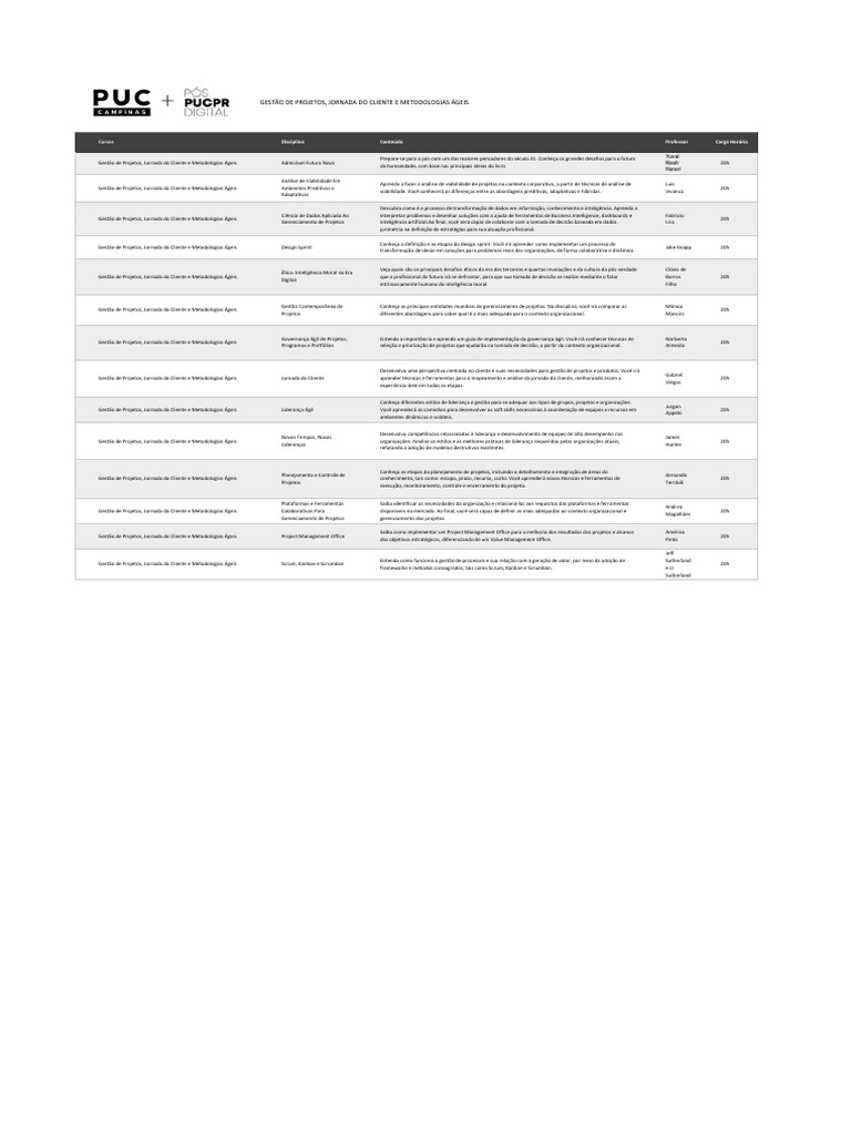 Collab - Puc - Campi-Matriz Curricular-Gesta-o de Projetos - Jornada Do Cliente | PDF ...