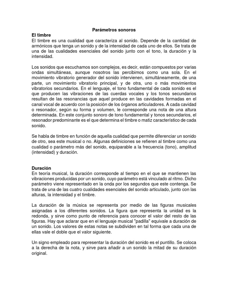Parámetros Sonoros | PDF | Pitch (Música) | Sonido