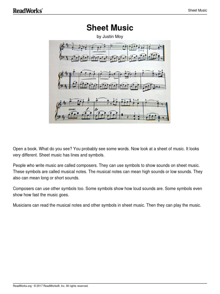 Readworks Grade 1 - Sheet Music | PDF | Foreign Language Studies