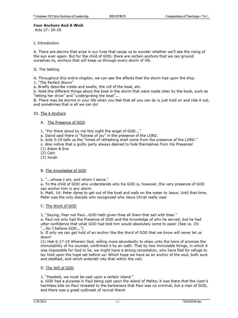 4 Anchors & A Wish | PDF | Paul The Apostle | Saint Peter