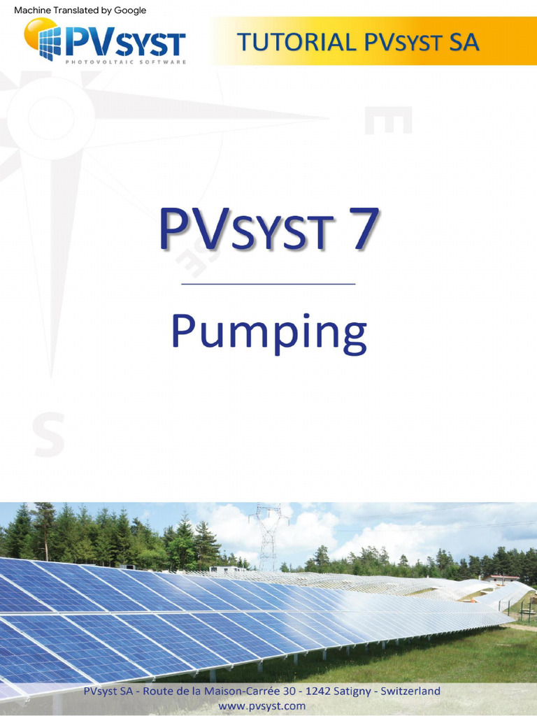 PVsyst Tutorials V7 Pumping Portugues P 22 | PDF